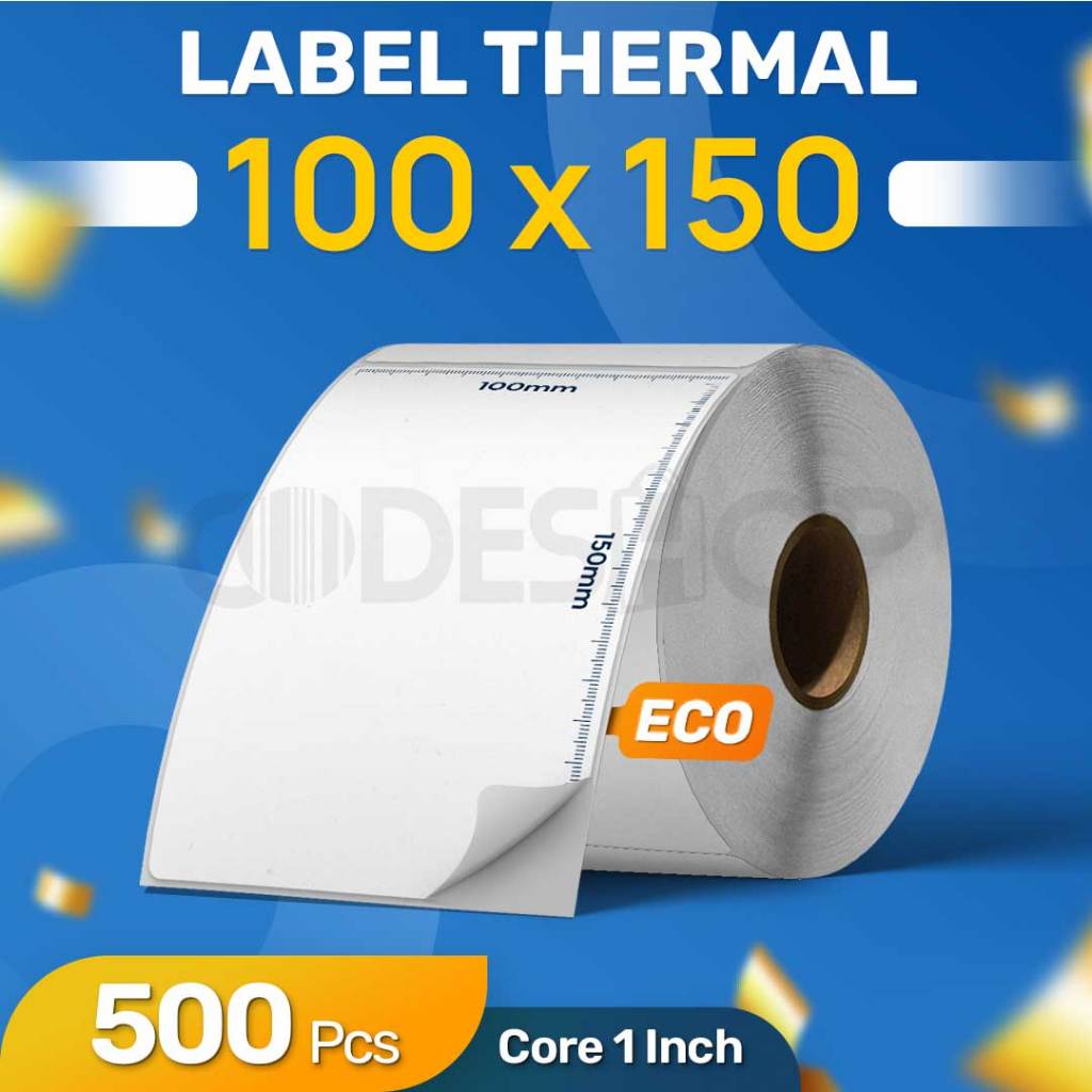 Jual Label Sticker Barcode ECO 100X150 mm Cetak Resi Thermal isi 500 pcs | Shopee Indonesia