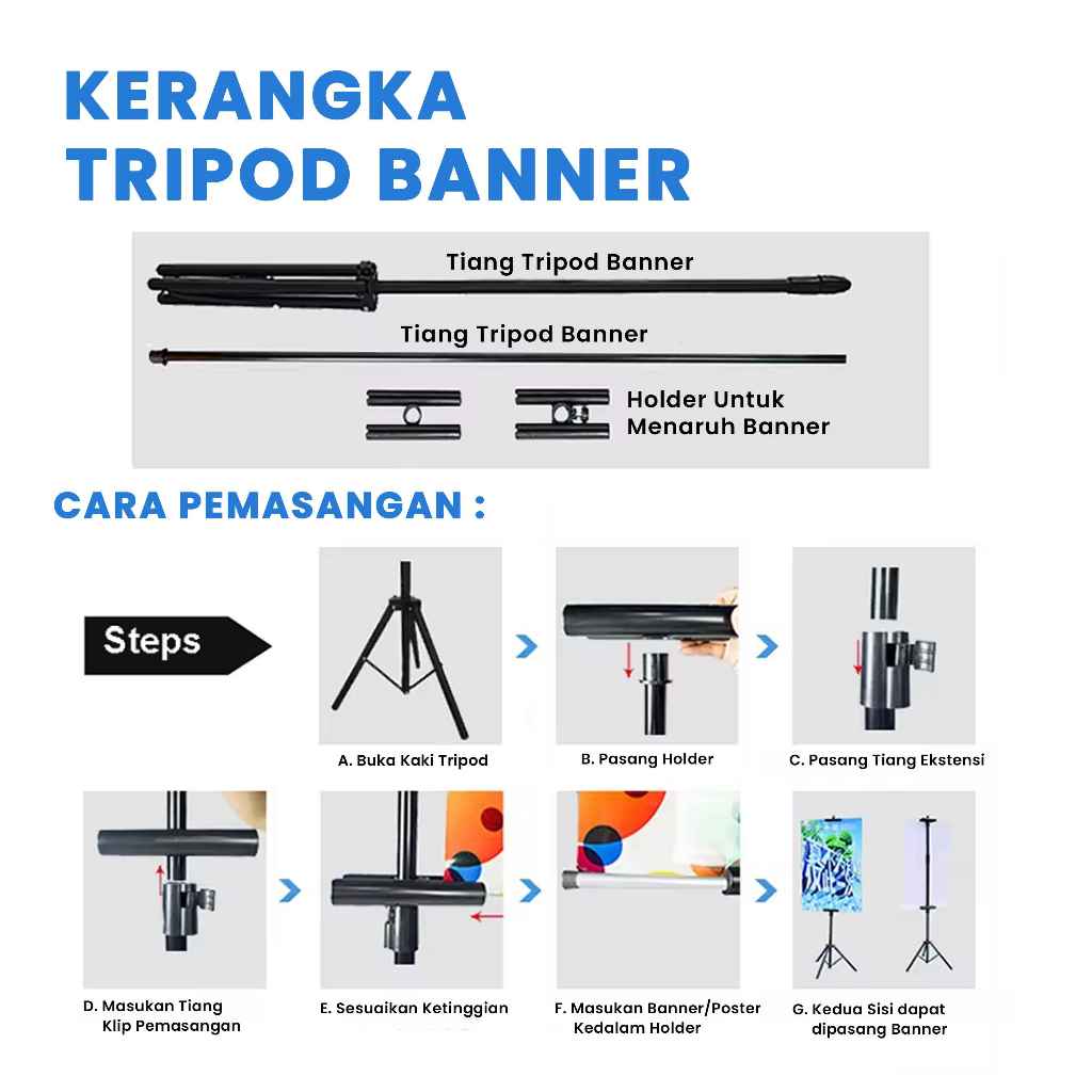 Jual Tripod Standing Banner 2 Sisi Dudukan Display Signage Stand T ...