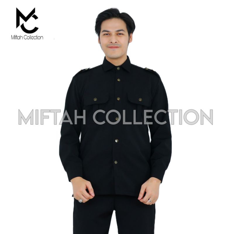 Jual Baju Safari Security Tangan Panjang Satpam Hitam Pekat dengan ...