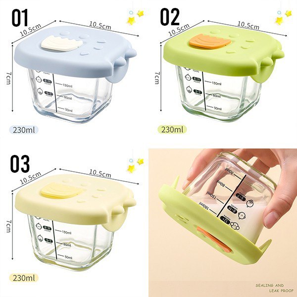 Jual LKM547 Wadah Mpasi Kaca Food Container Anti Tumpah Mpasi Kaca ...