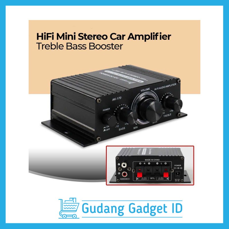 Jual Hi-Fi Mini Stereo Speaker Car Mobil Amplifier Ampli Treble Bass ...
