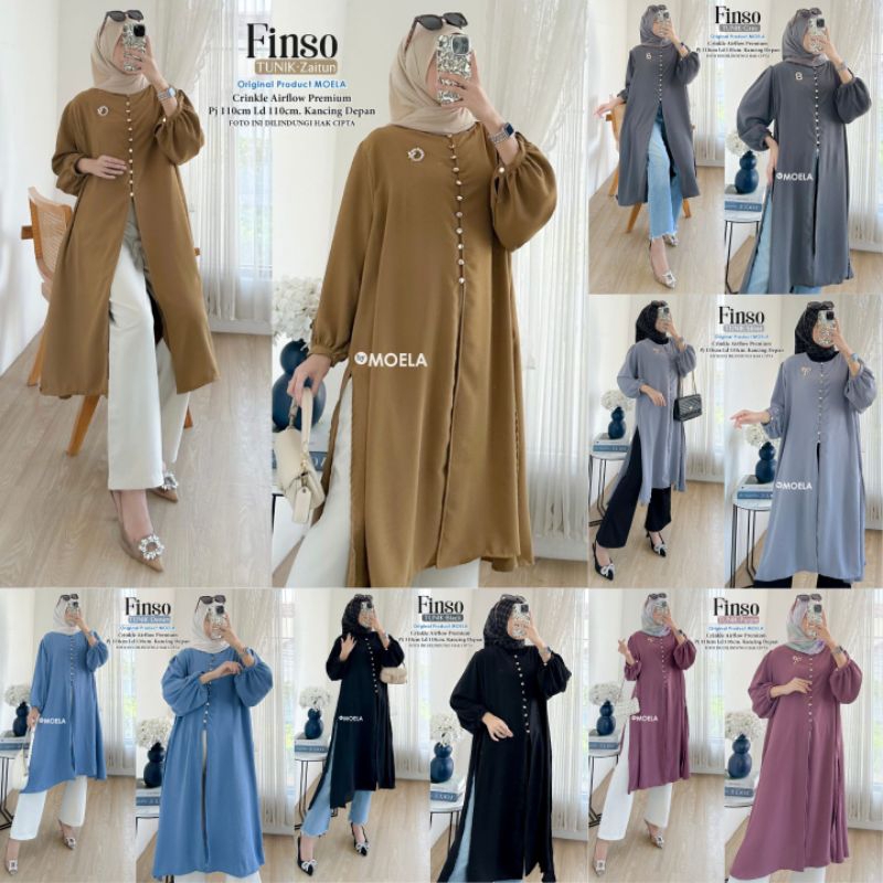 Jual Finso Tunik Atasan Polos Jumbo Allsize Busui Premium Crinkle Airflow Original Ori Moela ...