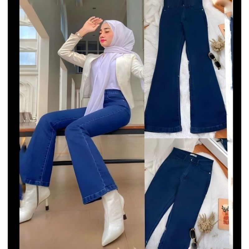 Jual HW celana Cutbray Jeans Wanita Strecht Kekinian Flared premium melar loose jenjang ...