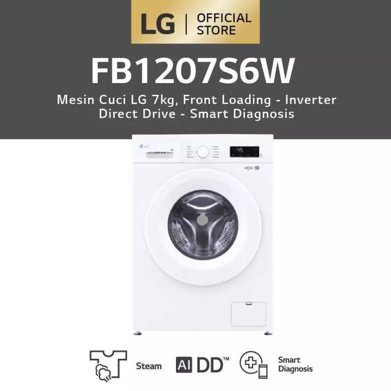 Jual MESIN CUCI LG 7 KG INVERTER FRONT LOADING - FB1207S6W - INVERTER ...