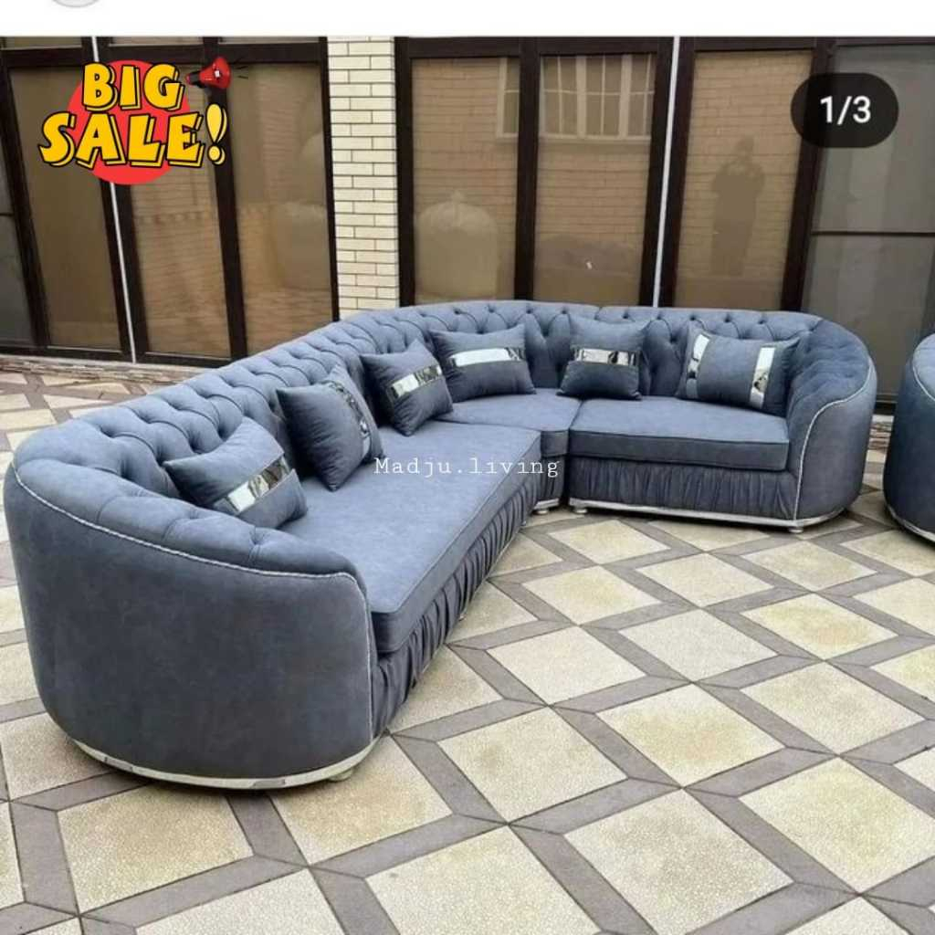 Jual sofa kancing sudut / sofa tamu / sofa cheasterfild sudut / sofa ...