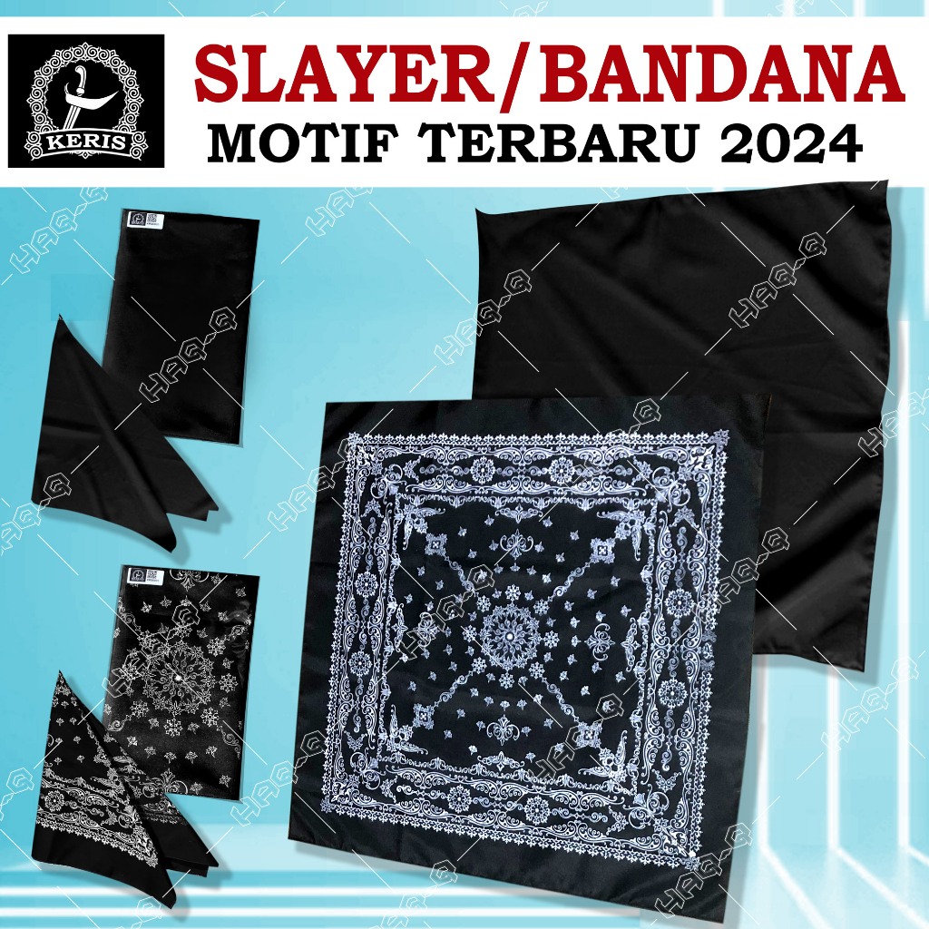 Jual Slayer/Bandana Kain" HITAM POLOS/MOTIF Desain Terbaru Rilis JULI ...