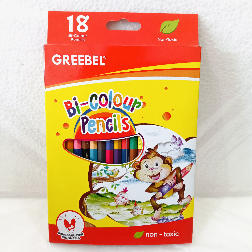 Jual PENSIL WARNA 2 SISI GREEBEL BI-COLOUR PENCILS 18 WARNA 7218 BOLAK ...