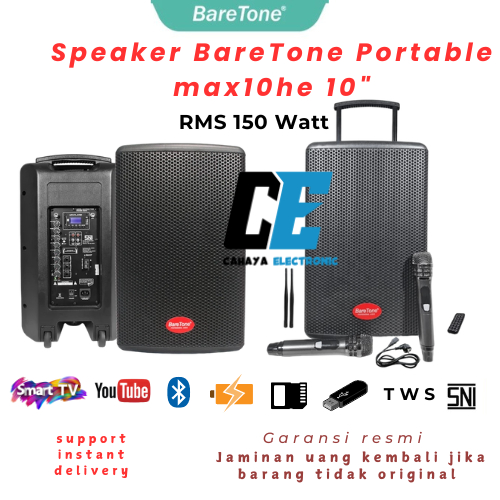 Jual BareTone Speaker Portable MAX10HE Speaker TWS Bluetooth 10 Inch ...