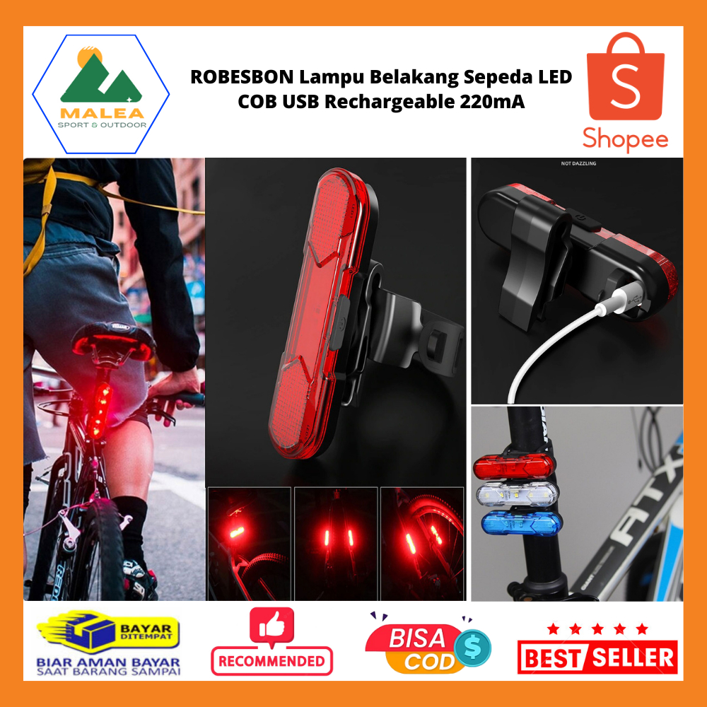 Jual Lampu Belakang Sepeda LED COB USB Rechargeable 220mA / Lampu ...