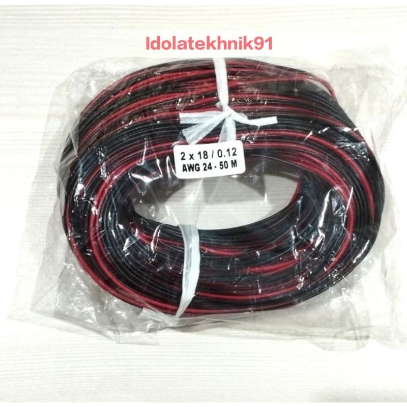 Jual Kabel Listrik AWG 24 Double 2x18 Merah Hitam isi 2 jalur x 18 serabut kawat 0.12 | Shopee ...