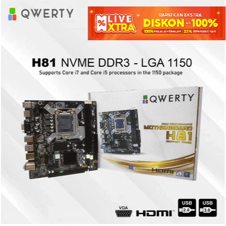 Jual Motherboard QWERTY H81 NVME DDR3 socket LGA 1150 | Shopee Indonesia