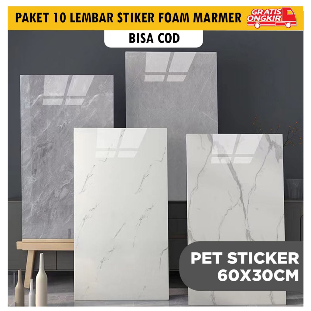 Jual Paket 10 Lembar Paket 10 Lembar!!! Vinyl Marble Wallpaper Dinding Granit 30x60cm(Ketebalan ...