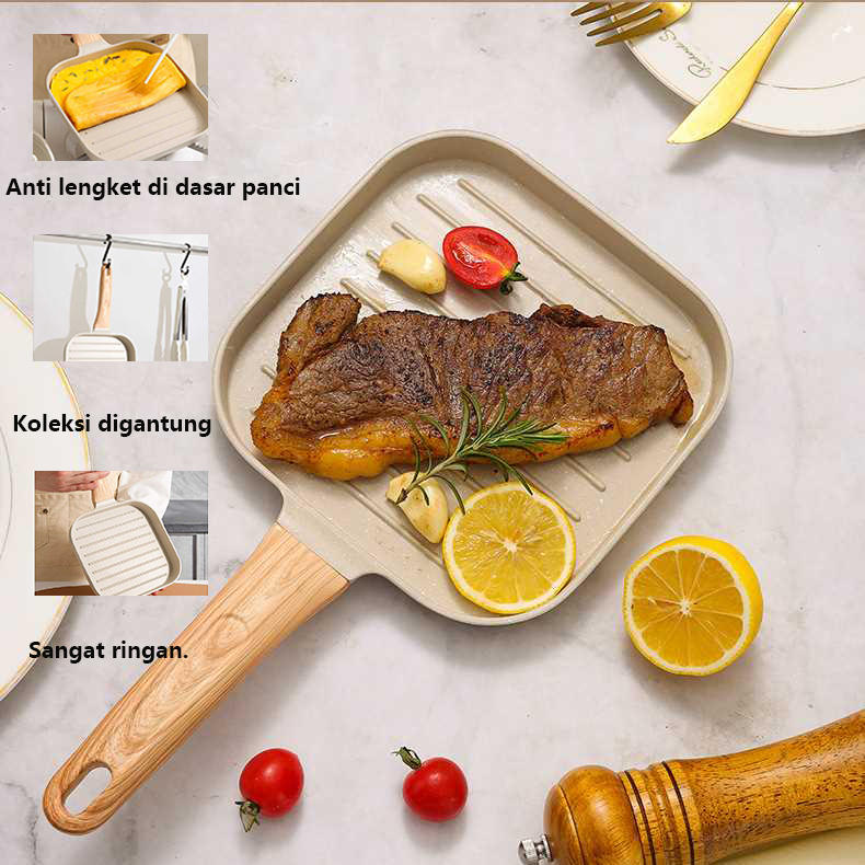 Jual Panci steak datar bergaris batu beras gandum panci anti lengket ...