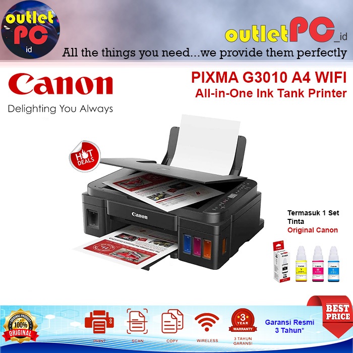 Jual CANON PRINTER PIXMA G3010 ALL IN ONE INK TANK WIFI WI-FI A4 G-3010 ...