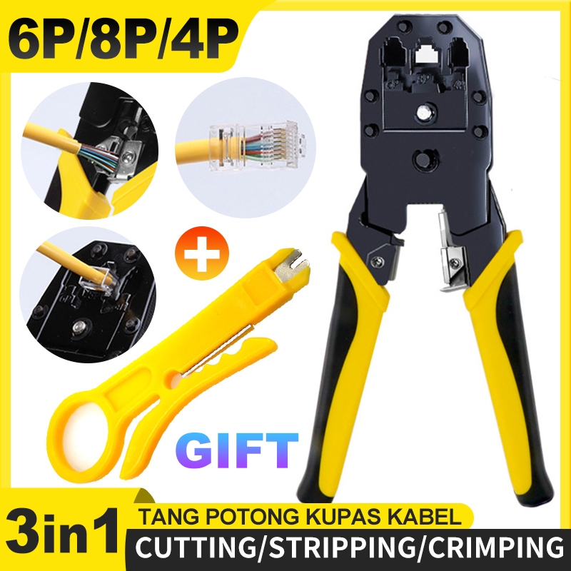 Jual Tang Potong Kupas Kabel 4P 6P 8P Self-Adjusting Wire Strippers 3 in 1 Heavy Duty Adjustable ...