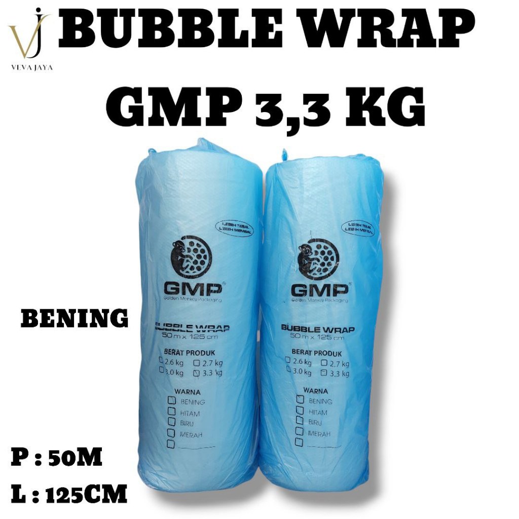 Jual Bubble Wrap GMP Tebal 3,3kg 3kg 2,6kg 2,3kg 125cmX50m | Shopee Indonesia