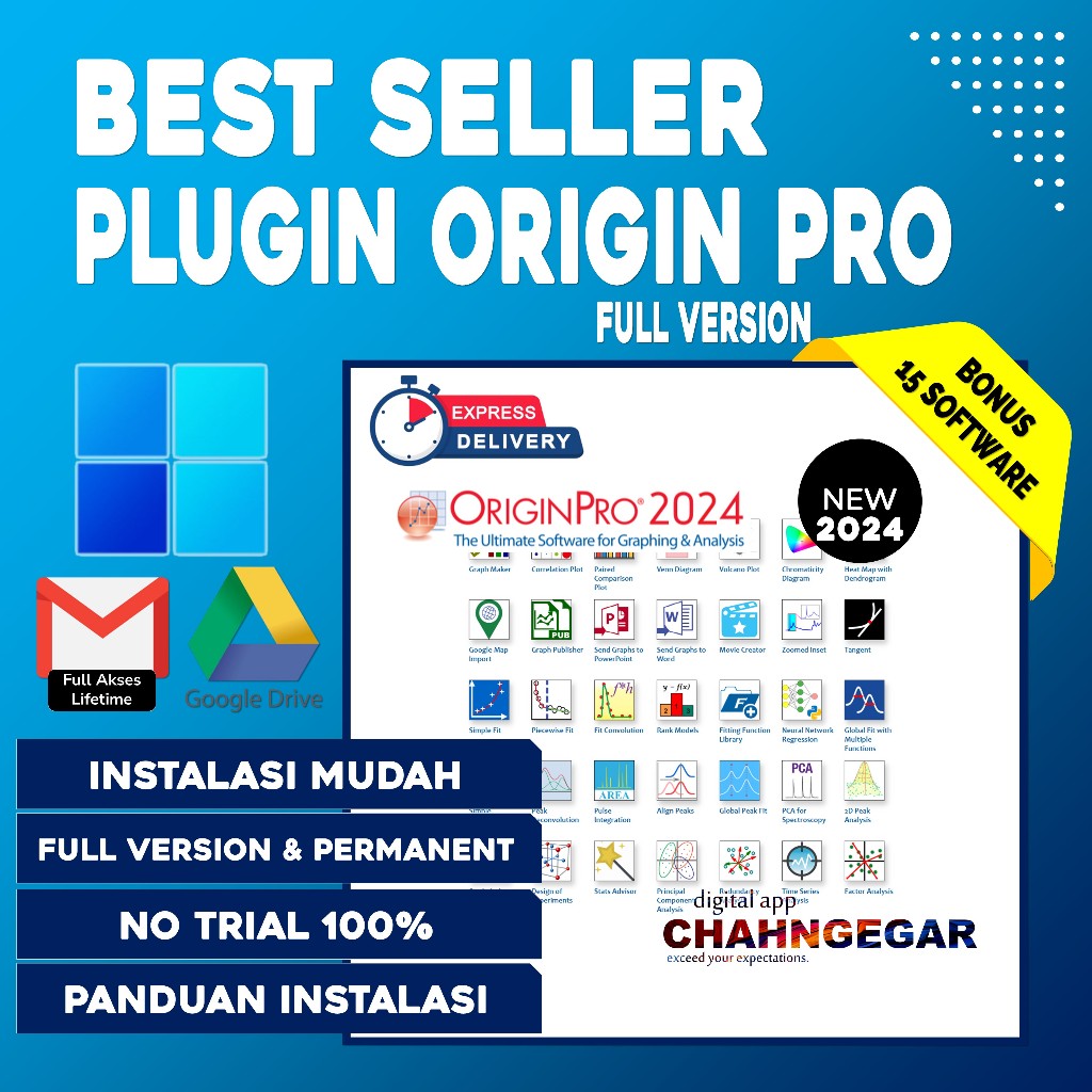 Jual PLUGIN Full Premium Origin Pro 2024 Full Function Software OriginLab Graphing dan Analisis ...