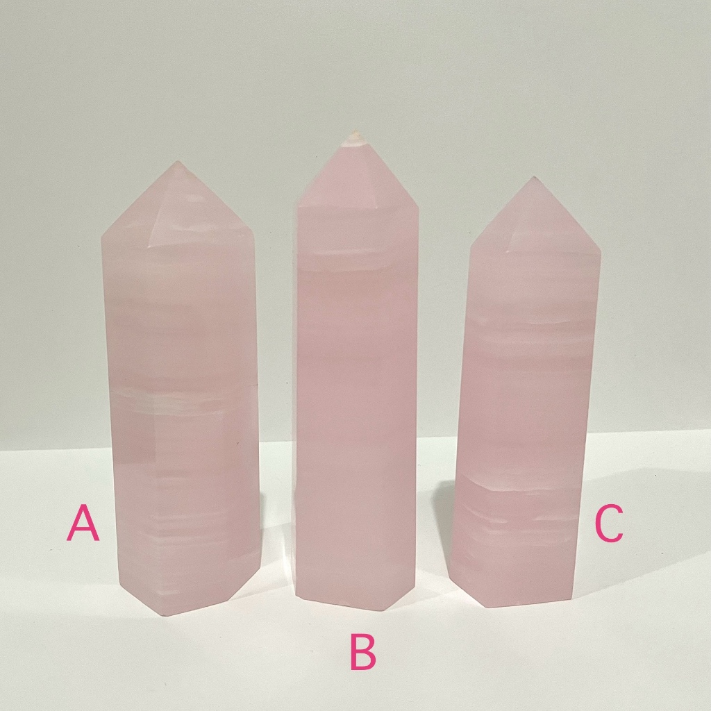 Jual Pink Mangano Calcite UV Reactive Tower Point Healing Crystal Batu ...