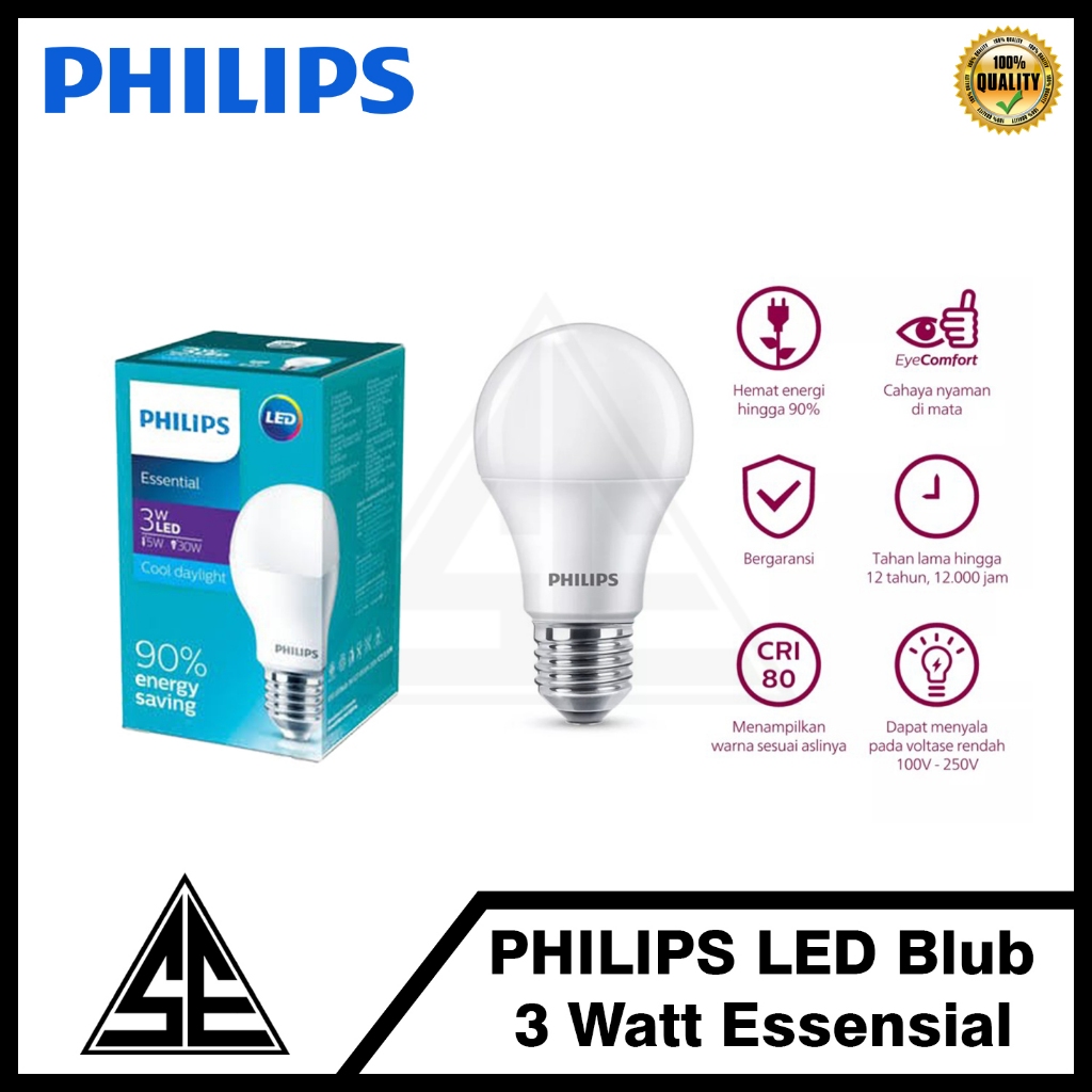 Jual LAMPU LED PHILIPS 3 Watt ESSENTIAL | Shopee Indonesia
