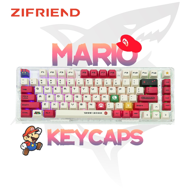 Jual Zifriend Mario Theme Keycaps PBT Dye-sublimated OEM Height 123 ...