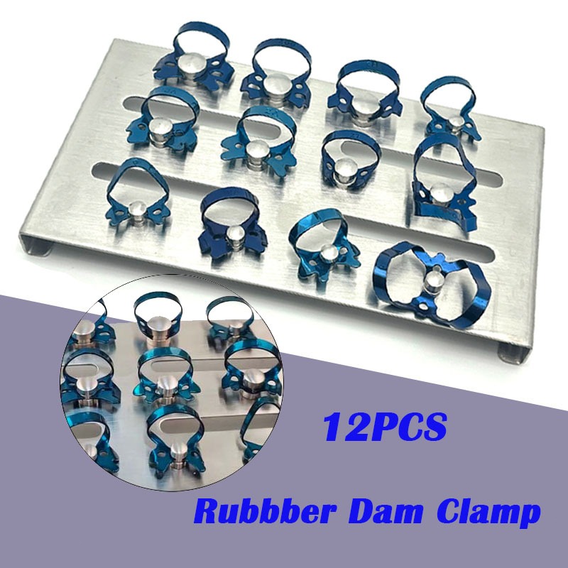 Jual 12Pcs/set Dental Rubber Dam Clamps Endodontic Restorative Barrier ...