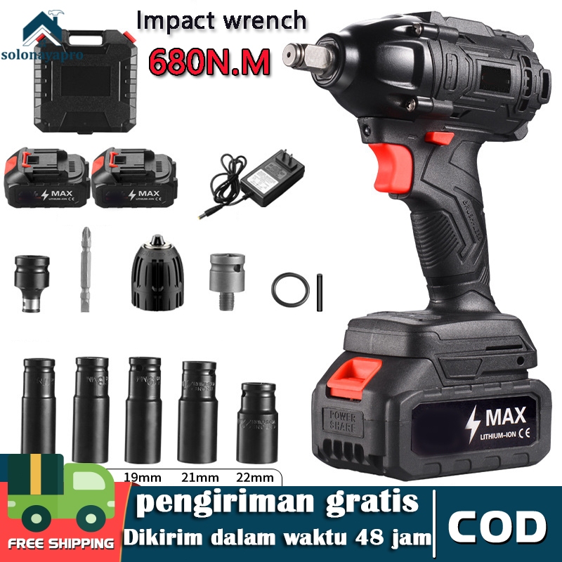 Jual Impact wrench Cordless 388V 680NM Brushless bor impact baterai ...