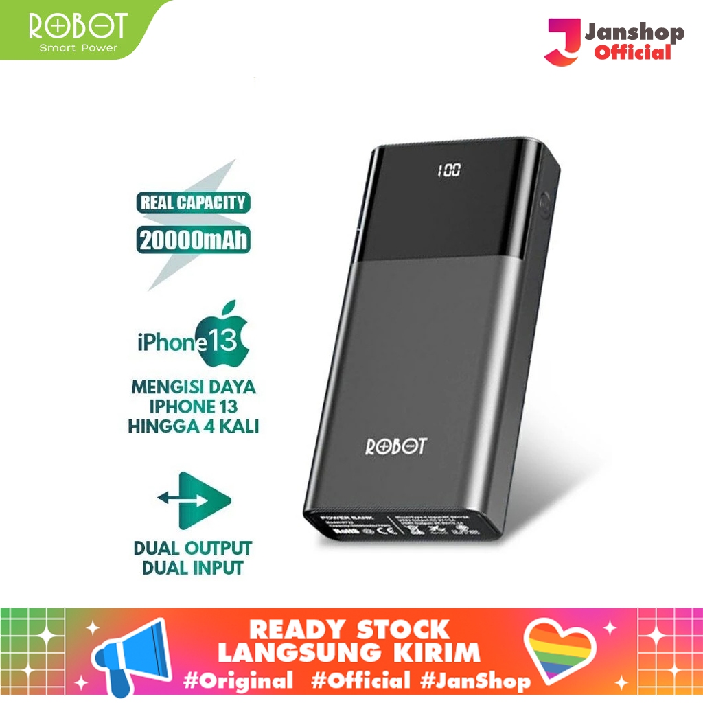 Jual ROBOT Smart Powerbank Fast Charging 20000mAh New RT22S 15W 3 Port ...