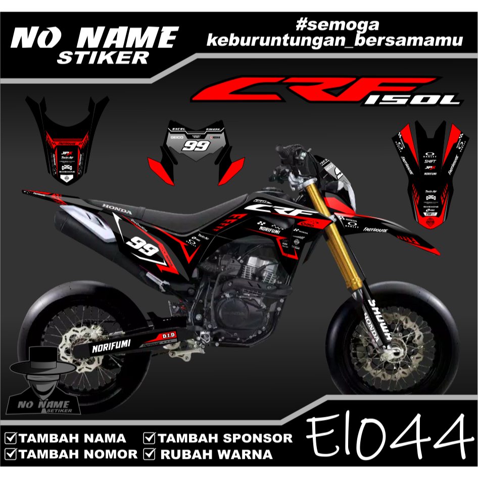 Jual Sticker setiker stiker decal CRF 150 L- (el044) minimalis Fullbody-Dekal CRF 150 L Trail ...