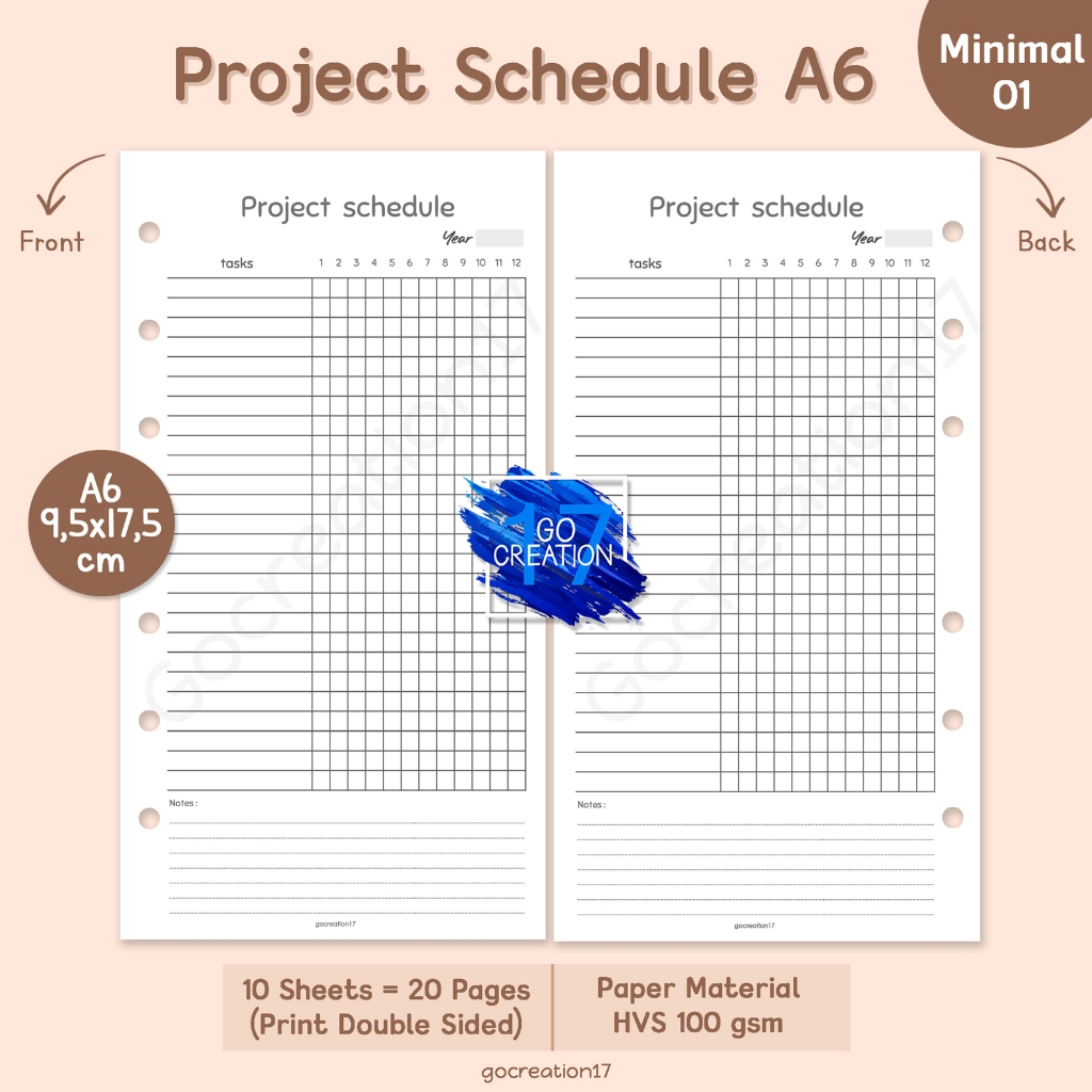 Jual Buku Planner Refill Kertas Isi Binder Project Schedule Simple ...