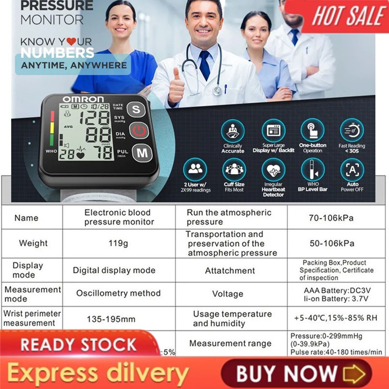 Jual Wrist Blood Pressure Digital Monitor LED Touch Screen Automatic Pressurization Blood ...