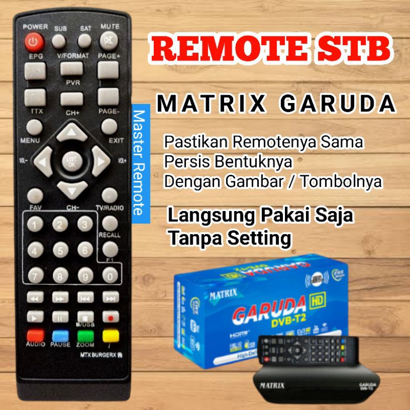 Jual REMOT REMOTE STB SET TOP BOX MATRIX GARUDA BURGER DV3 T2 | Shopee ...