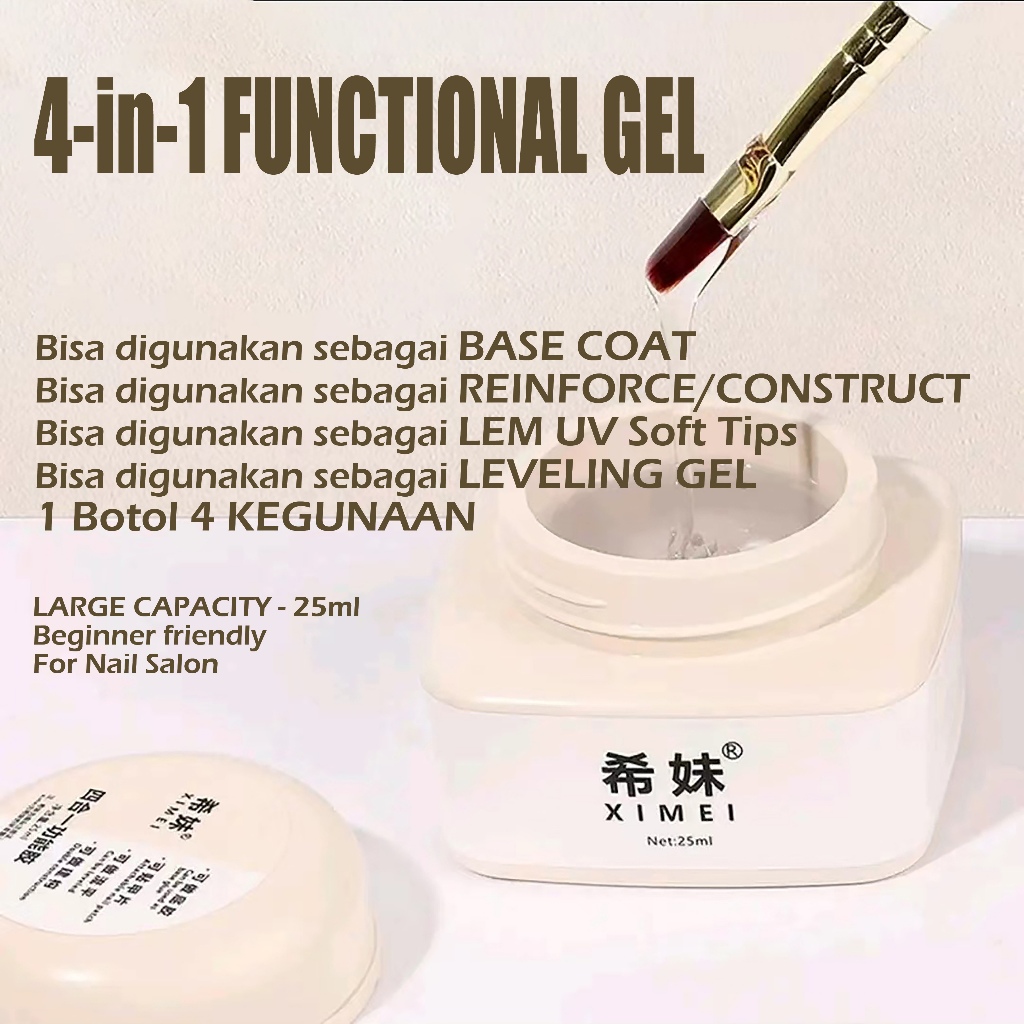 Jual XIMEI® 25ml 4-in-1 Functional Gel Bisa Mengganti Base/Reinforce/Lem UV/Construct Kutek Gel ...