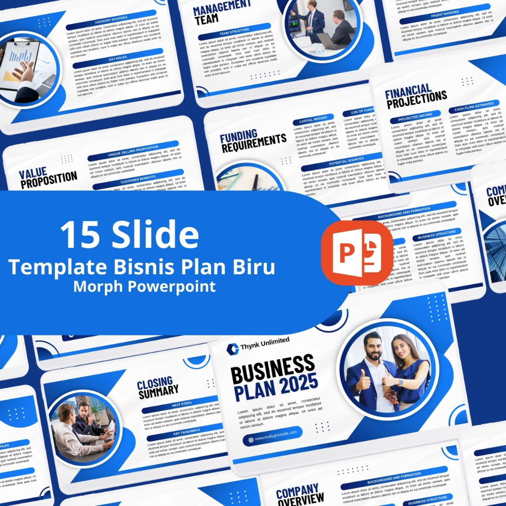 Jual Bisnis Plan Elegant Biru Powerpoint - Template Presentasi Profesional | PPT Morph Premium ...