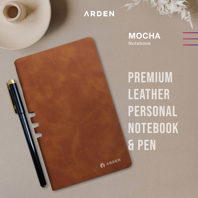 Jual ARDEN Notebook Mocha - Personal Leather Cover Notebook with Pen ...