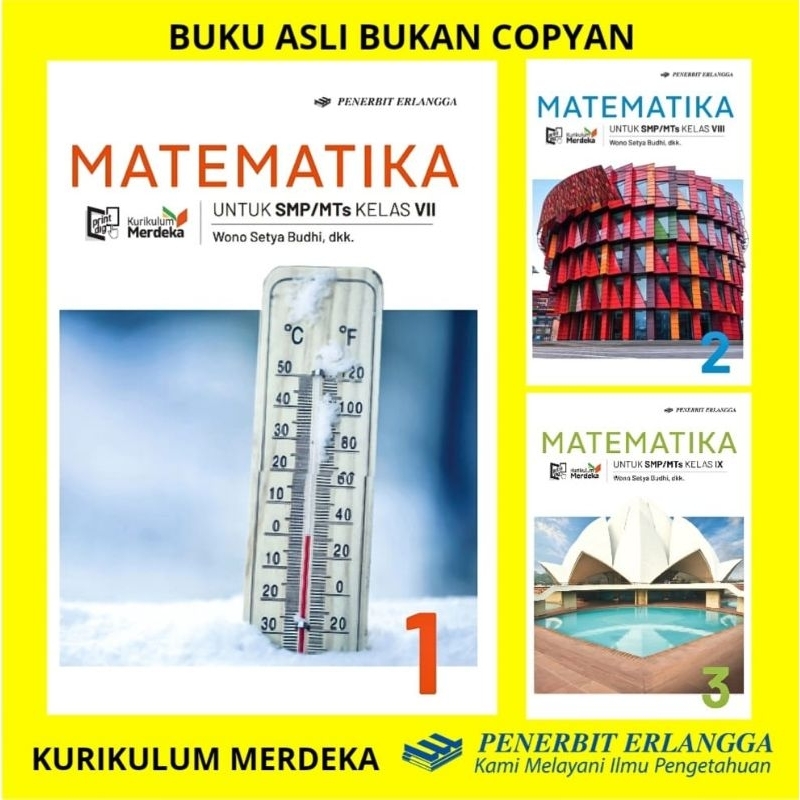 Jual MATEMATIKA KELAS 7 8 9 SMP/MTs PENERBIT ERLANGGA KURIKULUM MERDEKA - BUKU KLS 1 2 3 ...