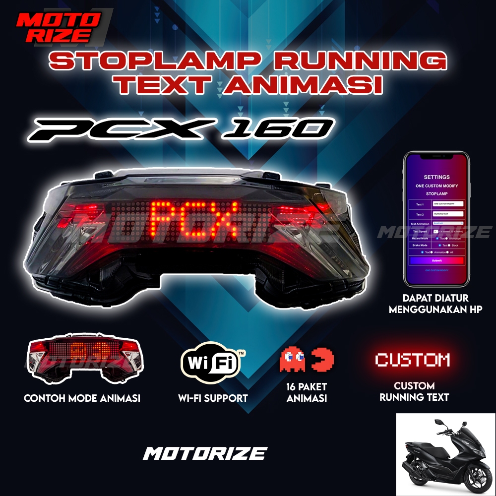 Jual Stoplamp Running Text Animasi PCX 160 Lampu LED Rem Belakang ...