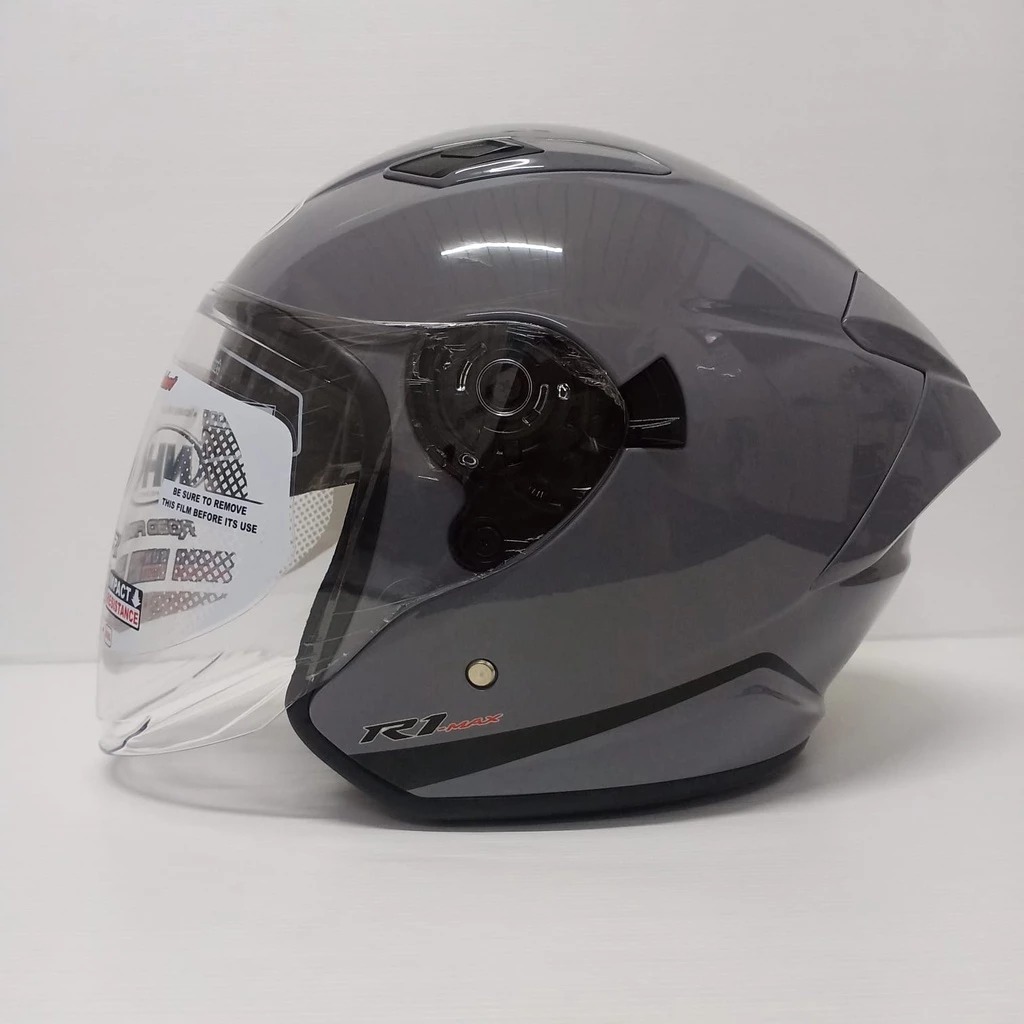 Jual NHK R1 MAX SOLID DIM GREY HELM OPEN FACE DOBLE VISOR | Shopee ...