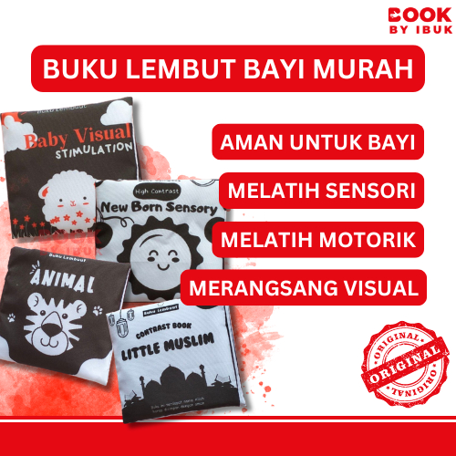 Jual BUKU BANTAL LEMBUT UNTUK BAYI / NEWBORN. Soft book kontras & warna ...