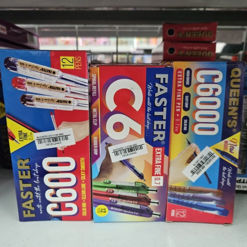 Jual bolpen pen faster C-6 / C-600 / C-6000 Queens warna hitam (per ...