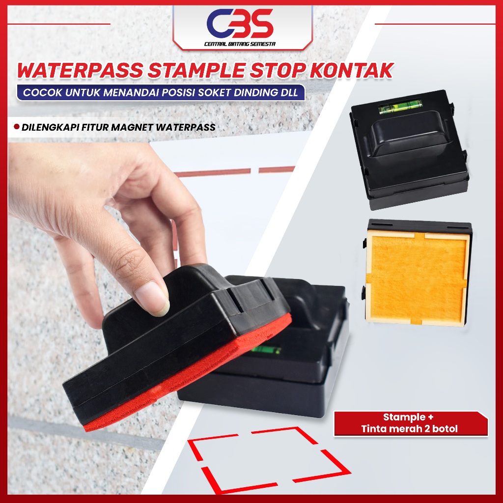 Jual (CUCI GUDANG) Waterpass Stample Stop Kontak Free Tinta Kotak ...