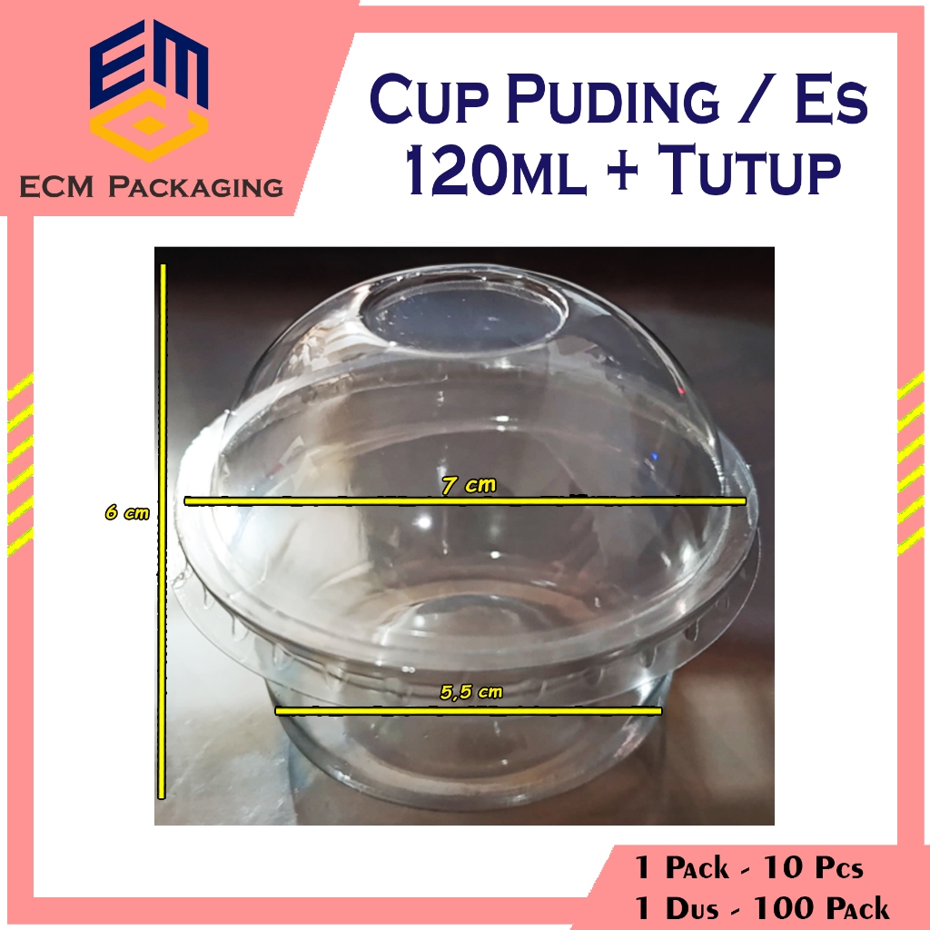 Jual 10 PCS CUP PUDING 120ML TUTUP CEMBUNG | CUP JELLY 120 ML | CUP ICE CREAM | CUP ES | CUP ...