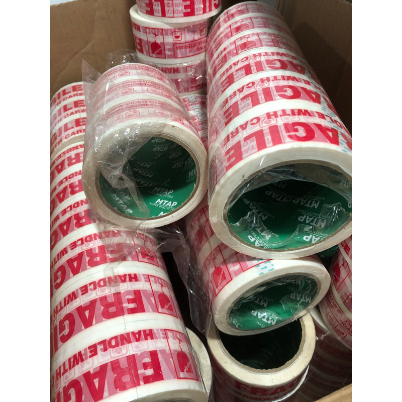 Jual MTAP LAKBAN FRAGILE PUTIH MERAH 50YARD 1 PCS / ISOLASI TAPE ...