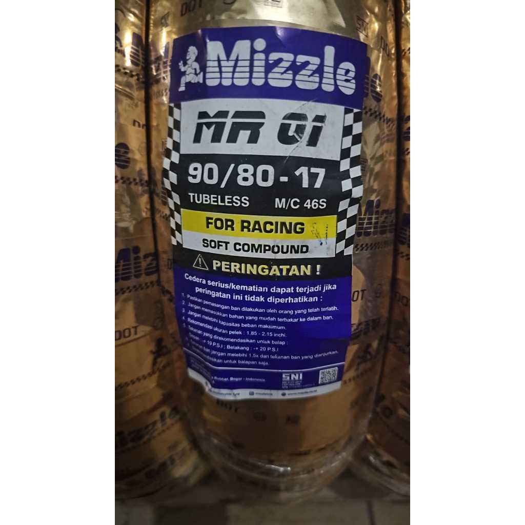 Jual Ban mizzle tubeless 90/80-17 mr01 mr-01 mr 01 Soft Compound Racing ...