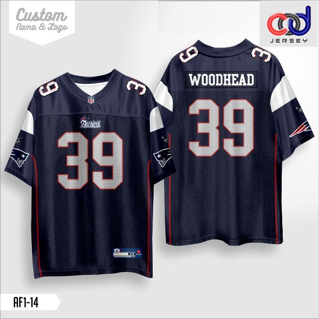 Jual Jersey NFL Oversize American Football Custom Woodhead New England ...