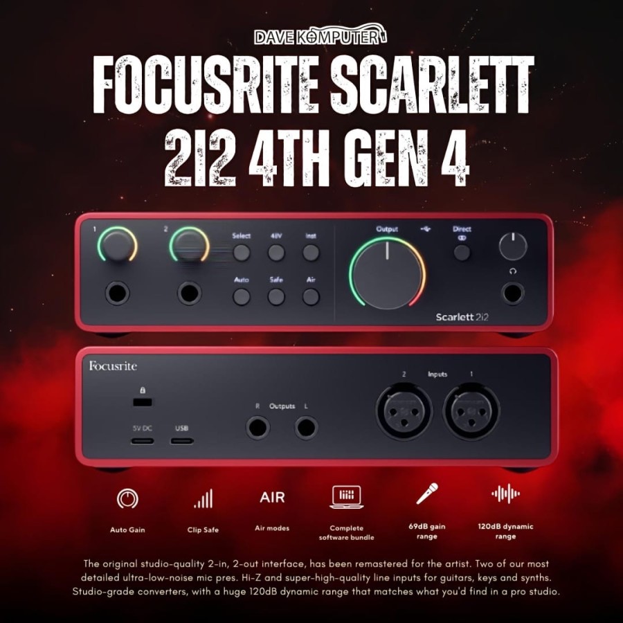 Jual Focusrite Scarlett 2i2 Gen 4 USB Audio Interface | Shopee Indonesia