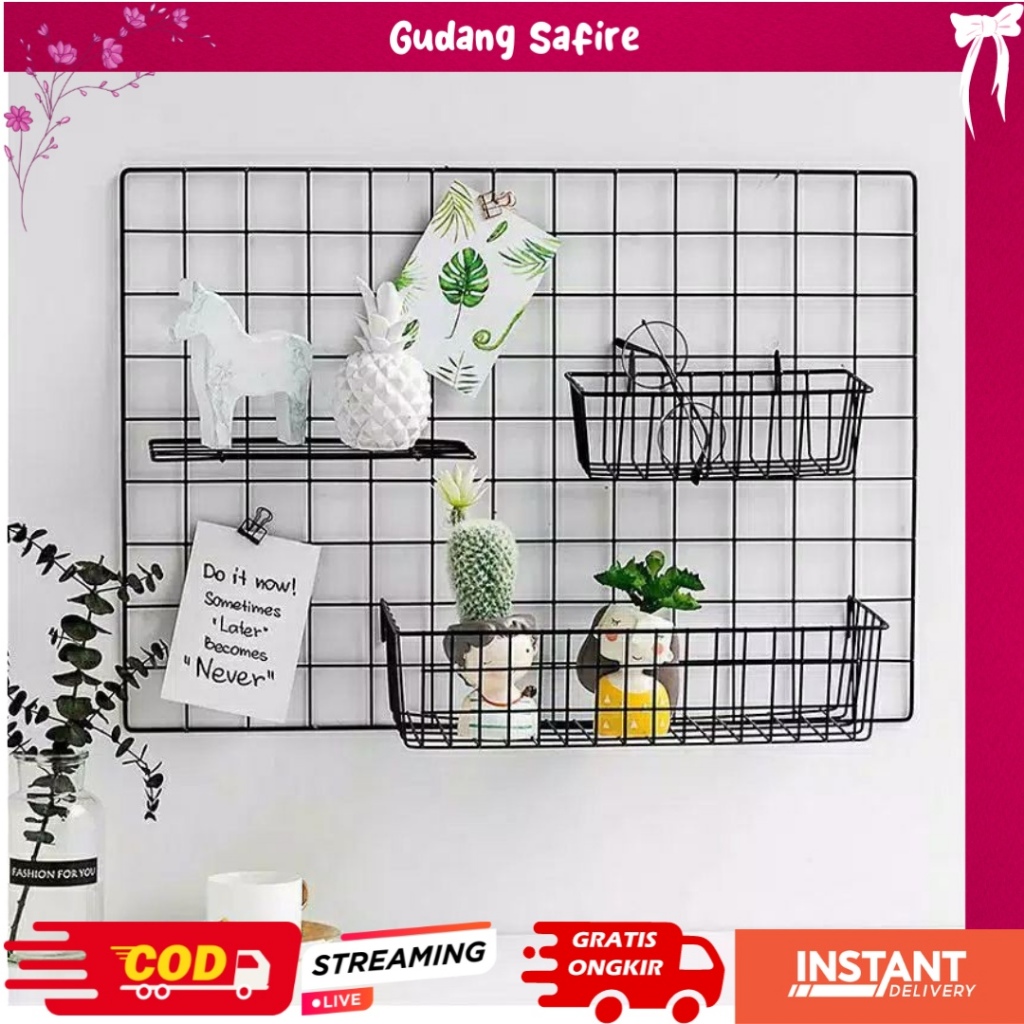 Jual Rak Dinding/Ram dinding/Wallgrid Set Besi / Dekorasi Kamar Cantik ...