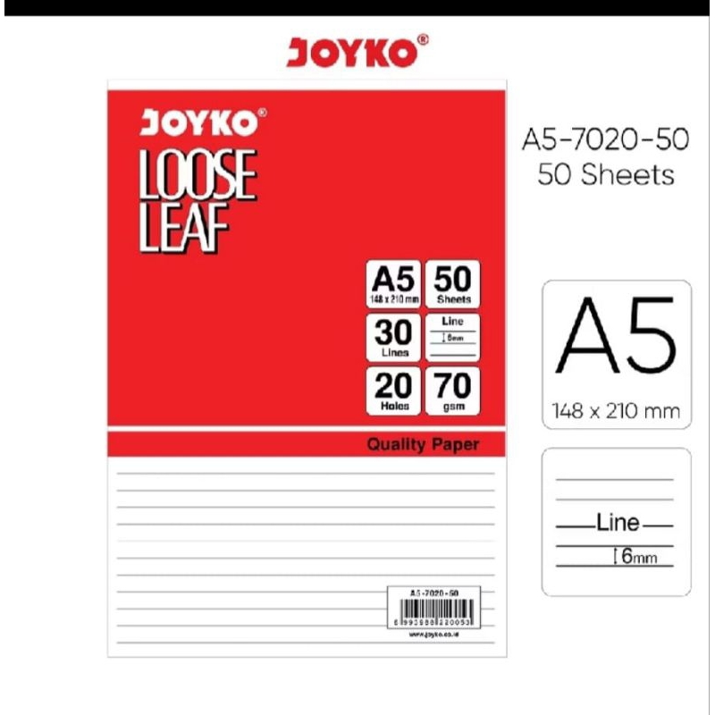 Jual Loose Leaf isi Kertas File Binder Joyko A5 7020 50 Lembar | Shopee Indonesia