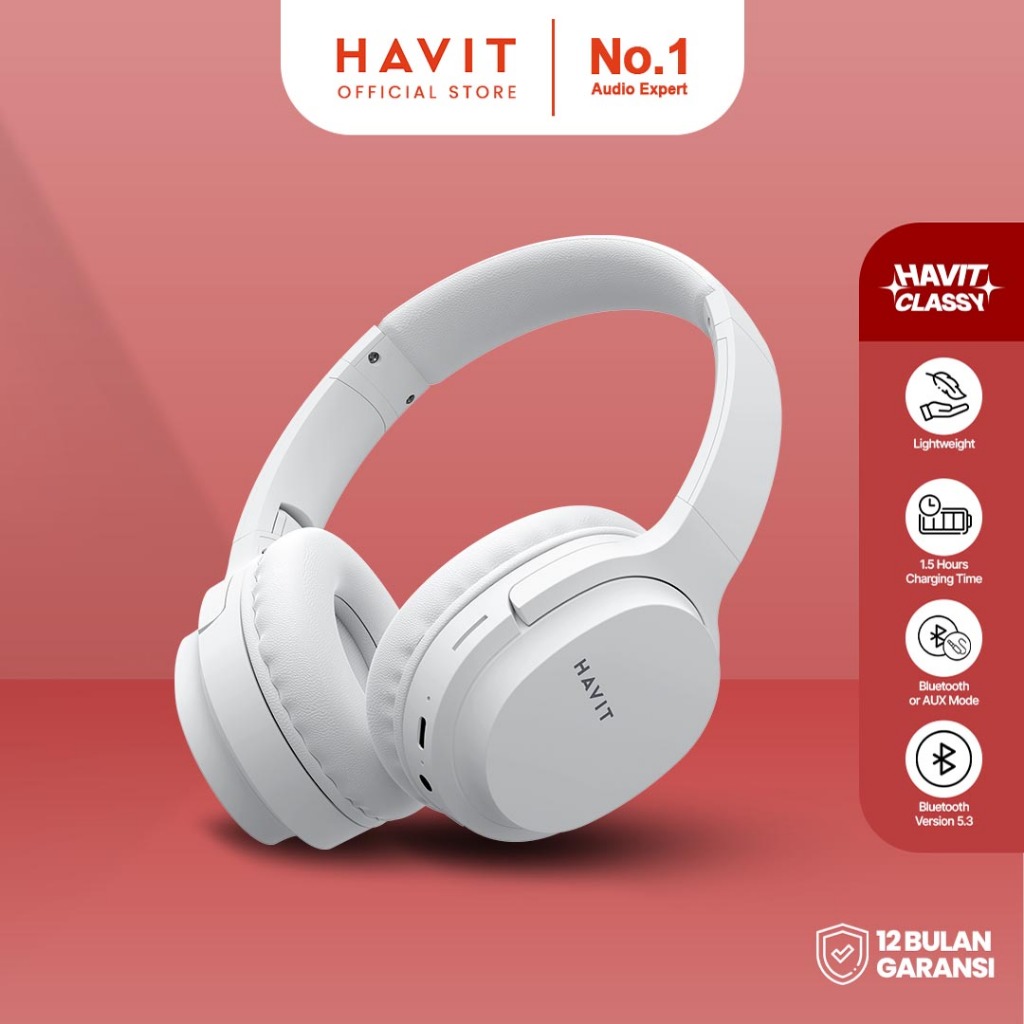 Jual Havit i62 90' Rotating Wireless Bluetooth Headphones Over Ear Flexible Design HIFI Sound ...