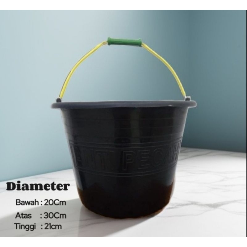 Jual (2pcs) Timba Cor Plastik Anti Pecah Ember Air 18 Hitam | Shopee ...