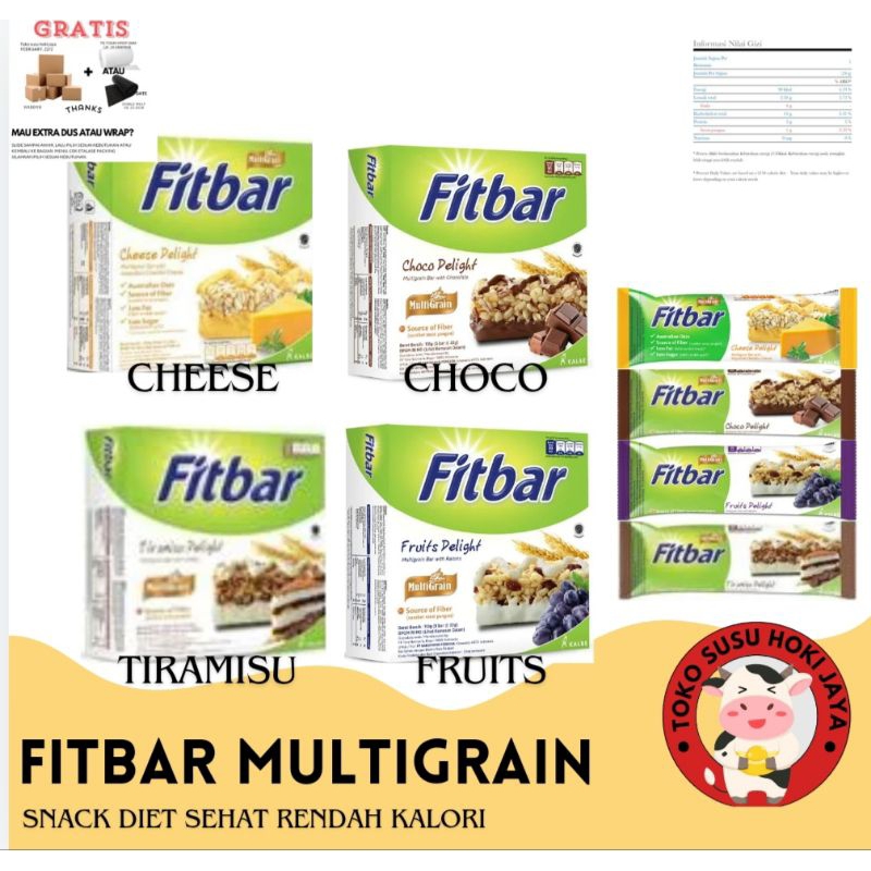 Jual FITBAR MULTIGRAIN SNACK DIET 22GR SATUAN/BISA UNTUK DIET | Shopee ...